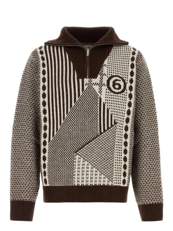MAISON MARGIELA Embroidered Wool-blend Polo Shirt - Printed