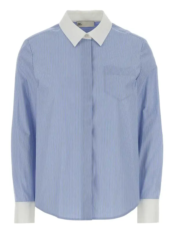 Tory Burch Embroidered Poplin Shirt - Stripped