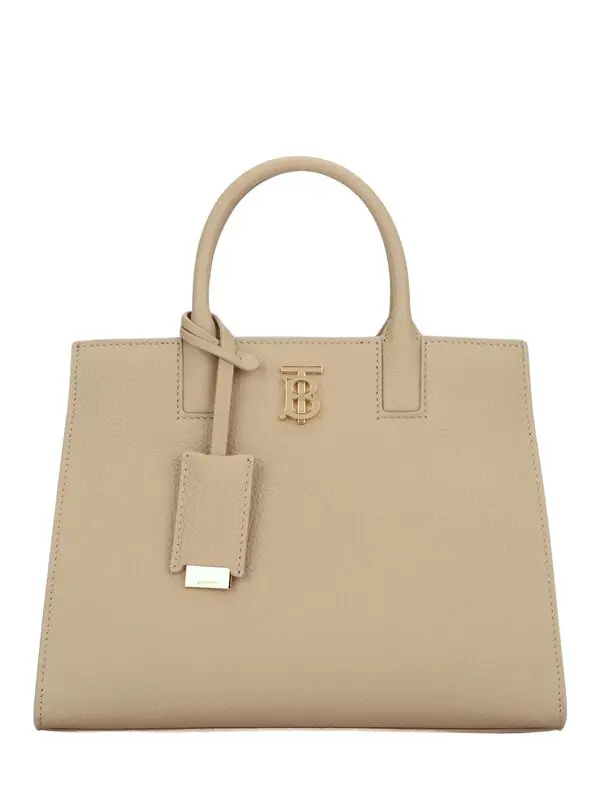 Burberry Grain Leather Crossbody Bag With Monogram Detail - Oatbeige