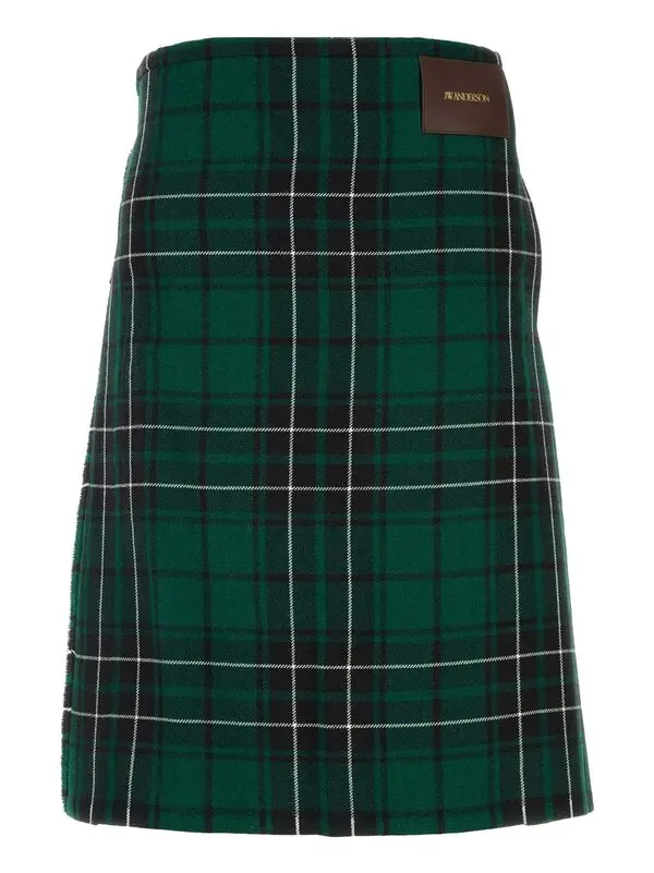 JW Anderson Embroidered Wool Mini Skirt - Checked