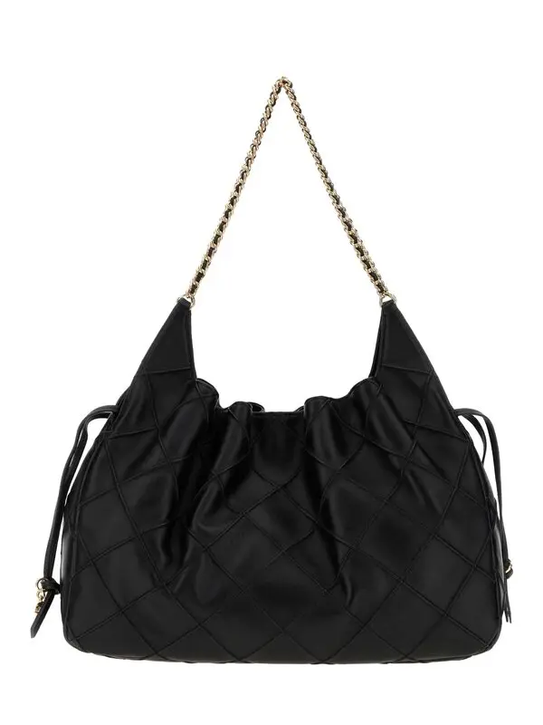 Tory Burch Fleming Quilted Leather Tote Bag - Black
