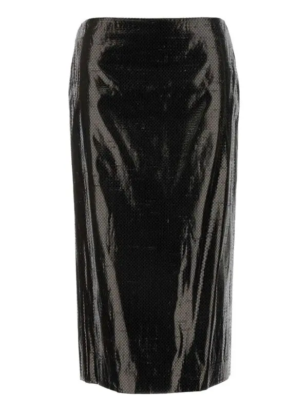 Alexander McQueen Silk-blend Canvas Midi Skirt - Black