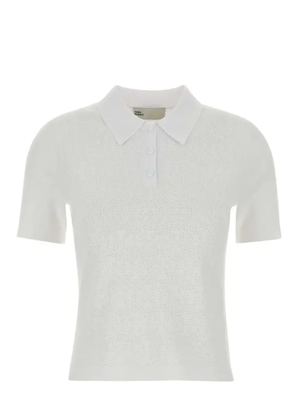 Tory Burch Stretch Viscose Polo Shirt - Black