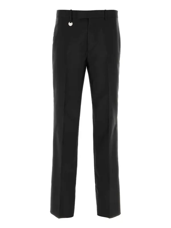 Burberry Wool Silk Blend Wide-leg Trousers - Black