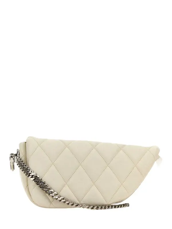 Burberry Shield Lock Leather Shoulder Bag - White
