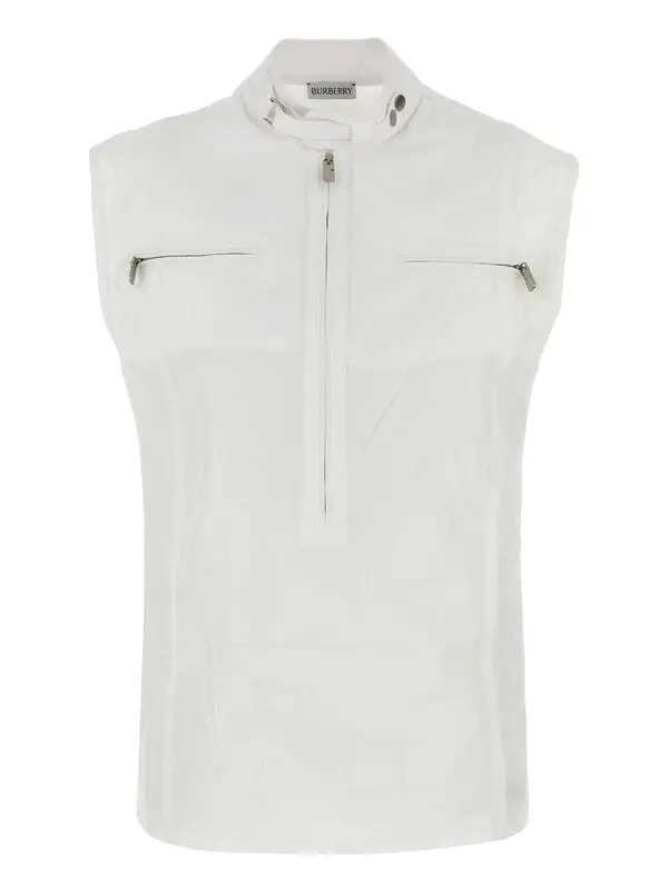 Burberry Cotton Zip Up Vest - White