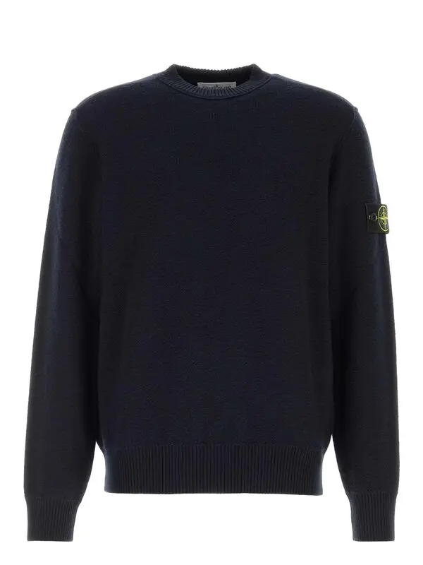 Stone Island 100% Virgin Wool Crew Neck Pullover - Blue