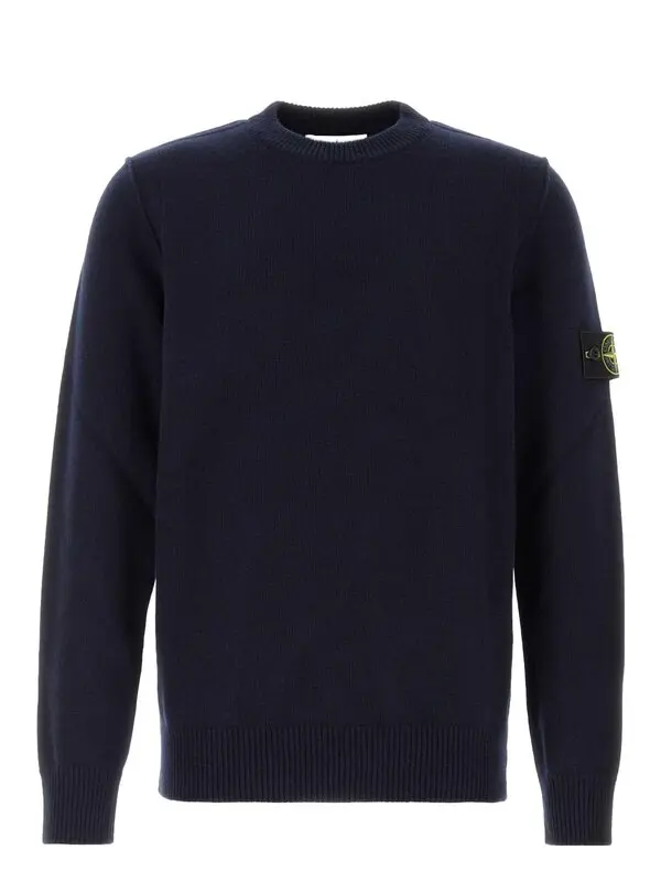 Stone Island Wool Blend Crew Neck Sweater - Light Blue
