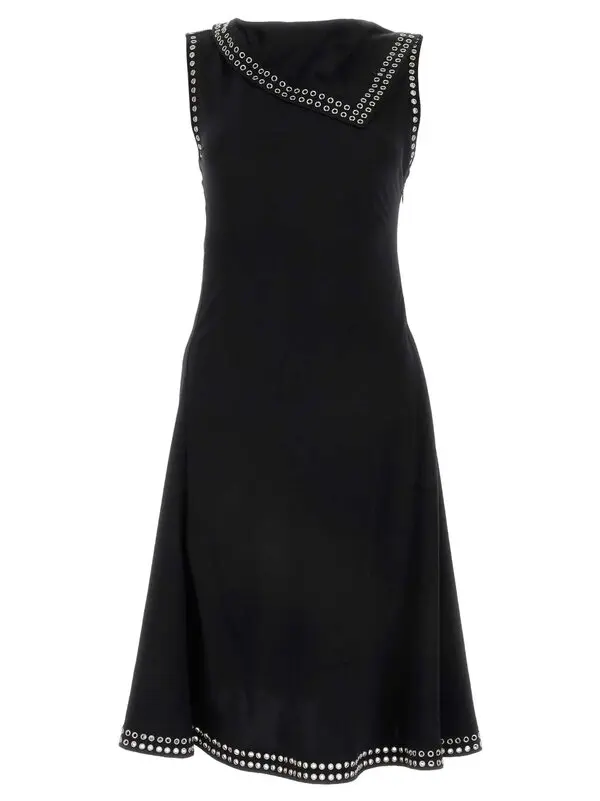 Burberry Satin Dress With Grommet Detail - Black