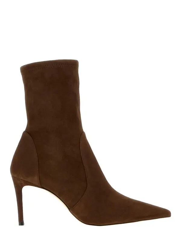 STUART WEITZMAN Suede Ankle Boots With Stiletto Heel - Brown