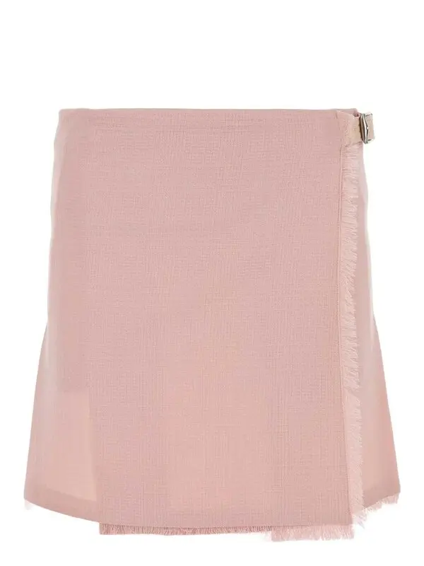Burberry Wool Mini Skirt With Frayed Hem - Pink
