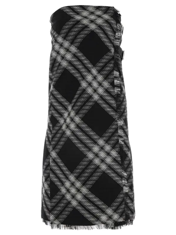 Burberry Wool Embroidered Dress - Checked