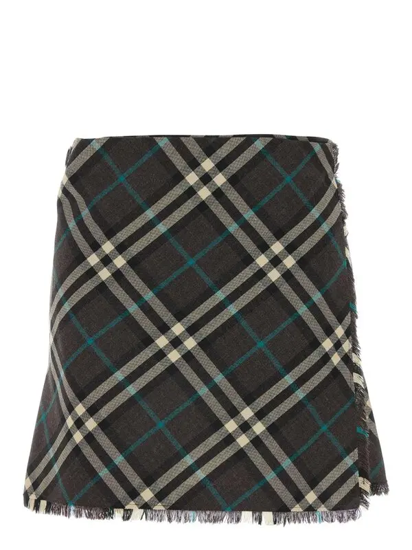 Burberry Embroidered Mini Skirt - Checked