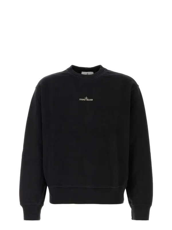 Stone Island Logo Detail Cotton Sweatshirt - Blue