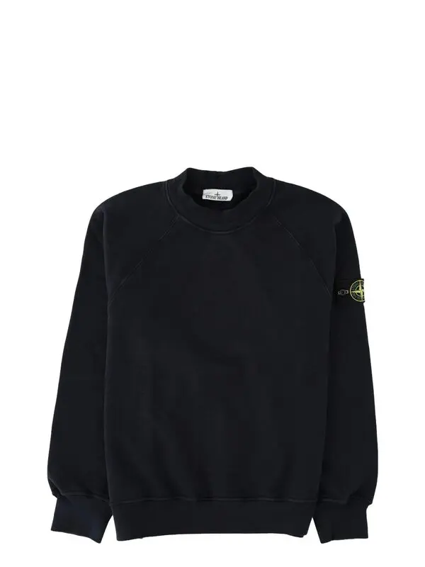 Stone Island Logo Detail Cotton Sweatshirt - Blue