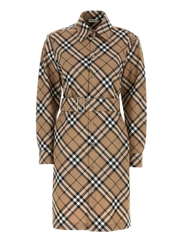 Burberry Shirt Dress With Embroidered Finish - Checked