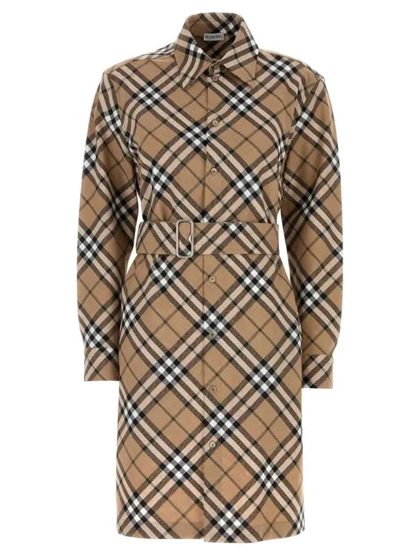 Burberry Shirt Dress With Embroidered Finish - Checked