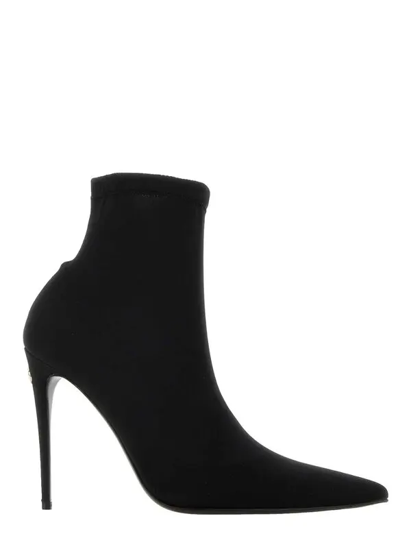 Dolce & Gabbana Fabric Ankle Boots With 10 Cm Heel - Black