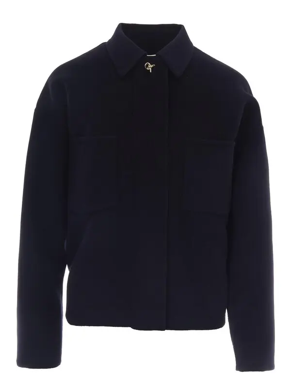 Fabiana Filippi Wool Shirt Jacket With Patch Pockets - Blu Notte