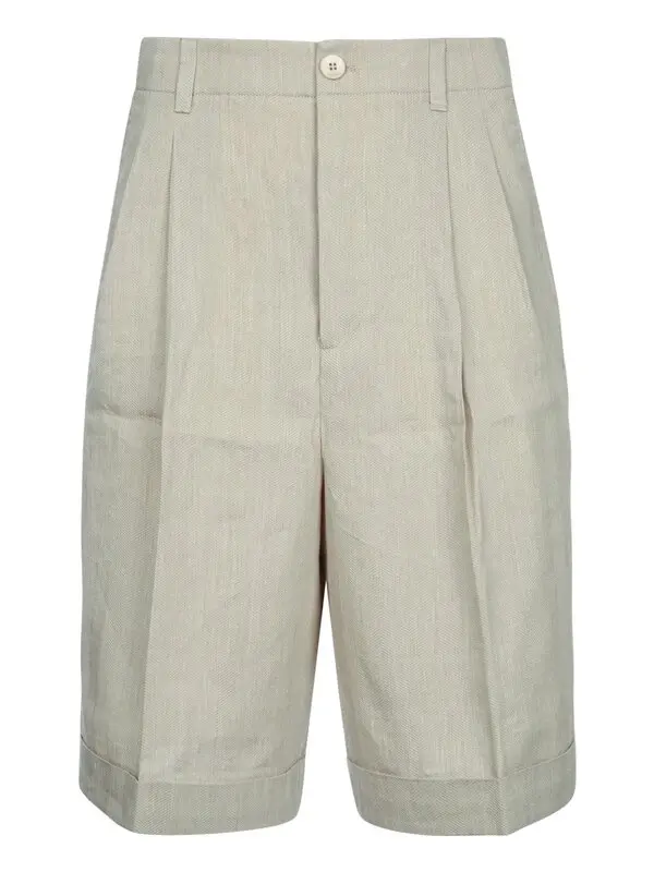 Jacquemus Le Short Pastro Linen-blend Pleated Shorts - Beige