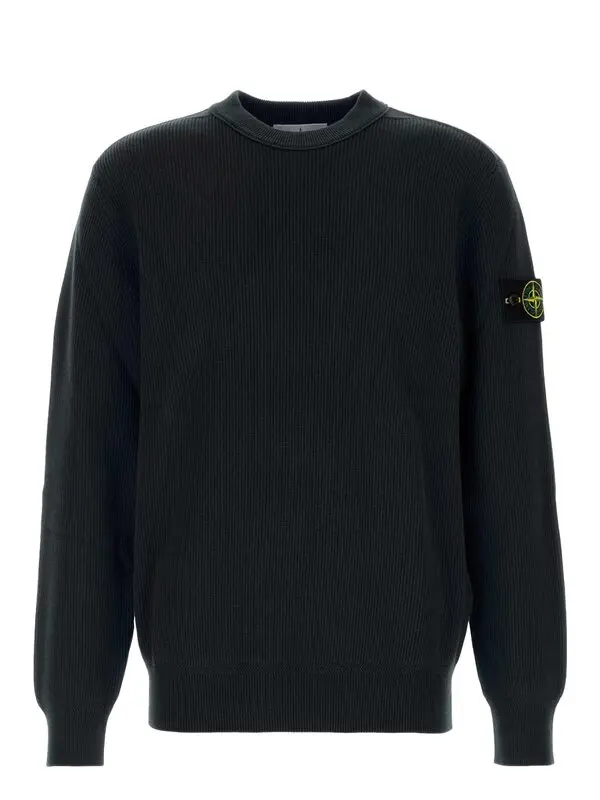 Stone Island 100% Cotton Knit Sweater - Black