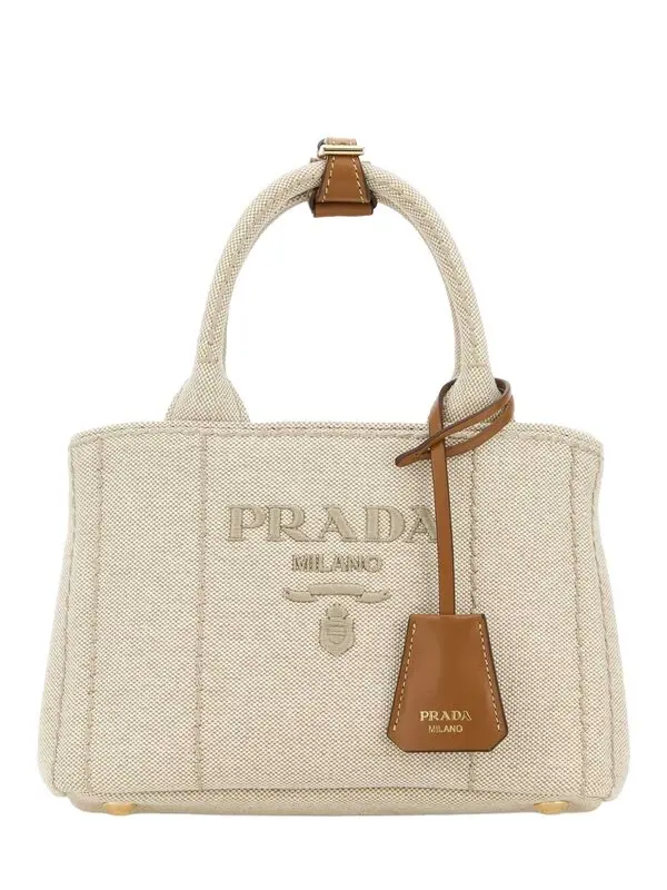 Prada Two-tone Canvas And Leather Handbag - Rope Ash