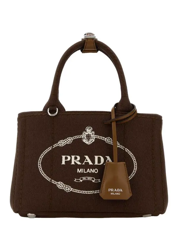 Prada Mini Jardinière Canvas Handbag - Brown