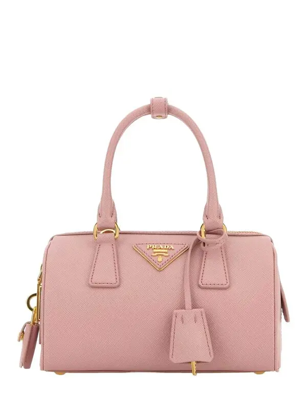 Prada Saffiano Leather Handbag With Gold-tone Hardware - Pink