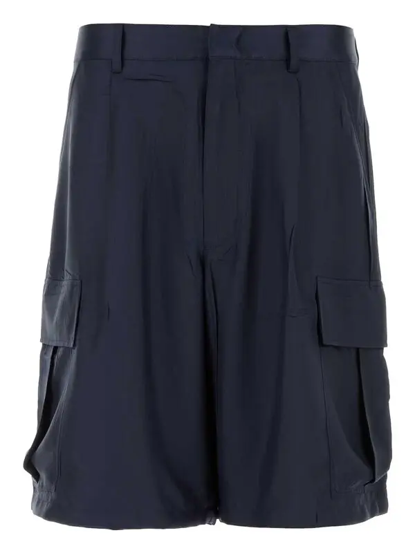 Prada Silk Bermuda Cargo Shorts - Blue