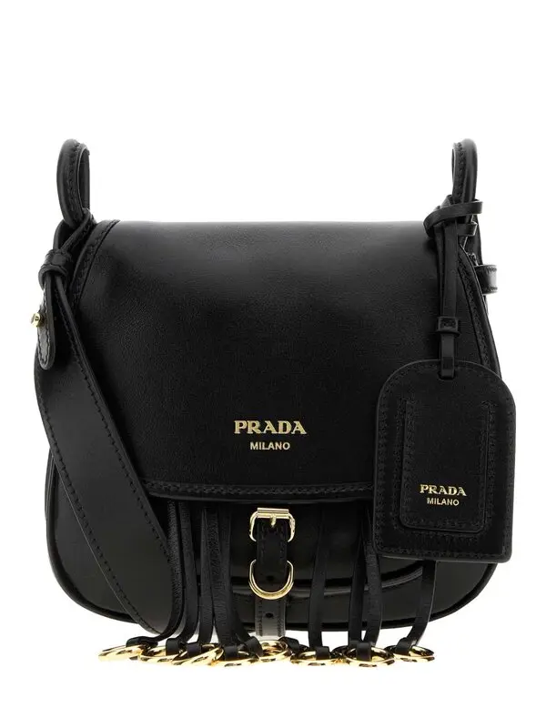 Prada Leather Crossbody Handbag - Black