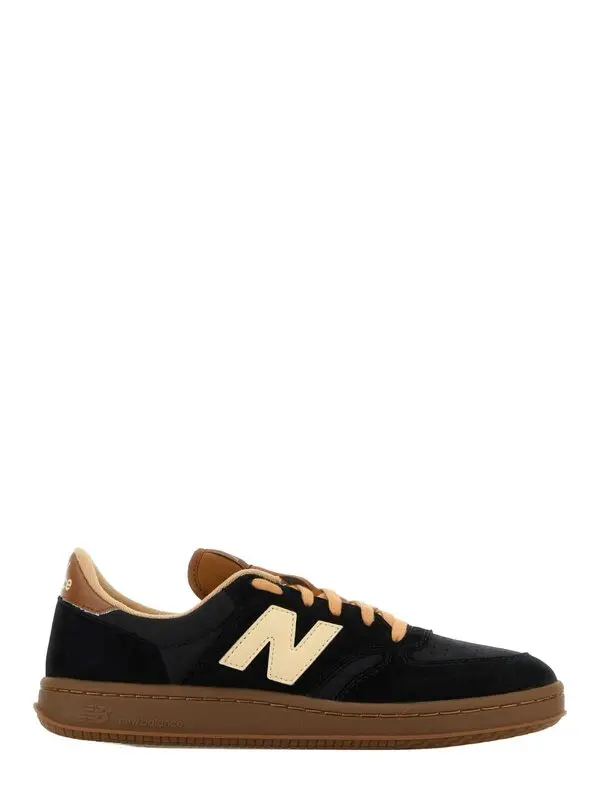 NEW BALANCE T500 Leather And Suede Lace-up Sneakers - Black