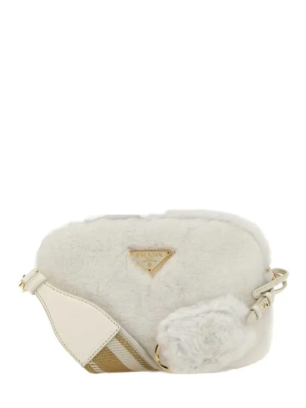 Prada Shearling Crossbody Handbag - White