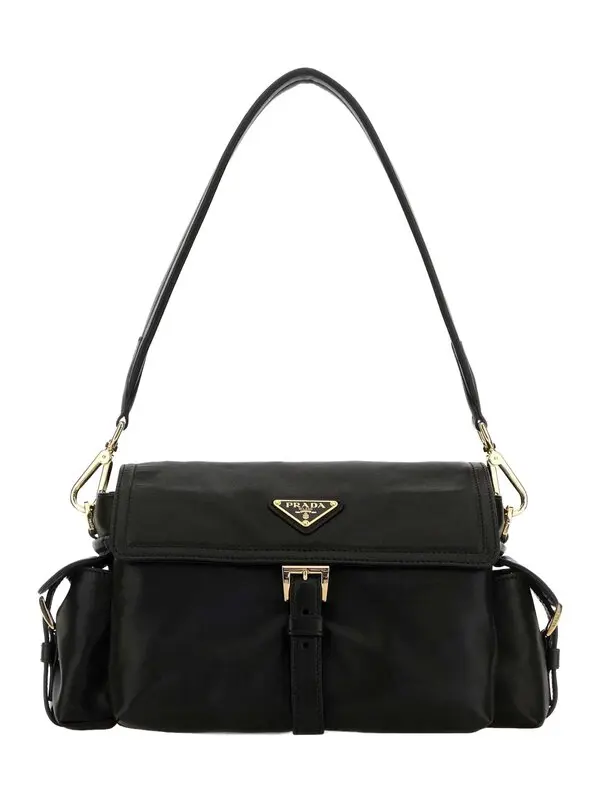 Prada Nappa Leather Shoulder Handbag - Black