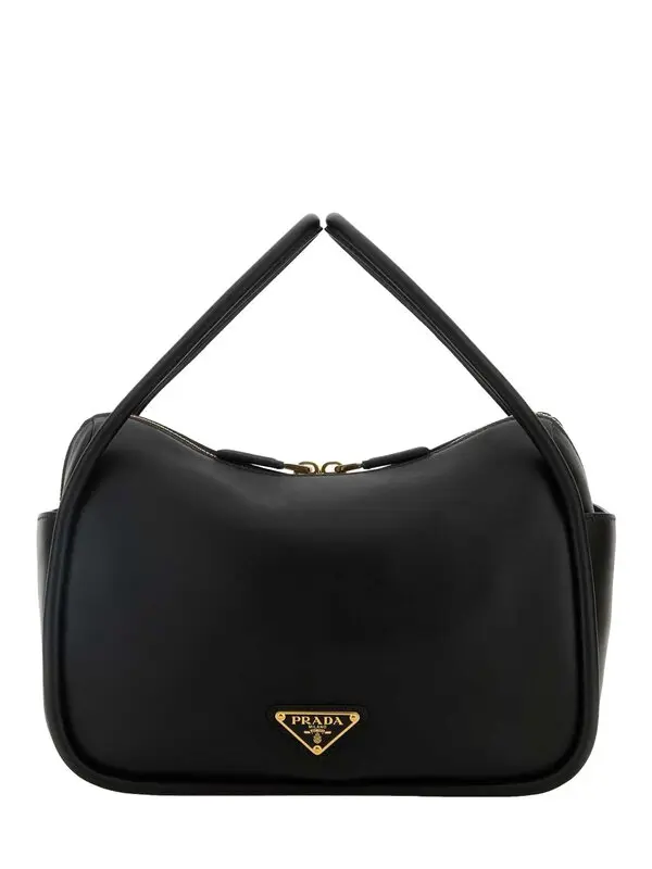 Prada Vitello Leather Top Handle Handbag - Black