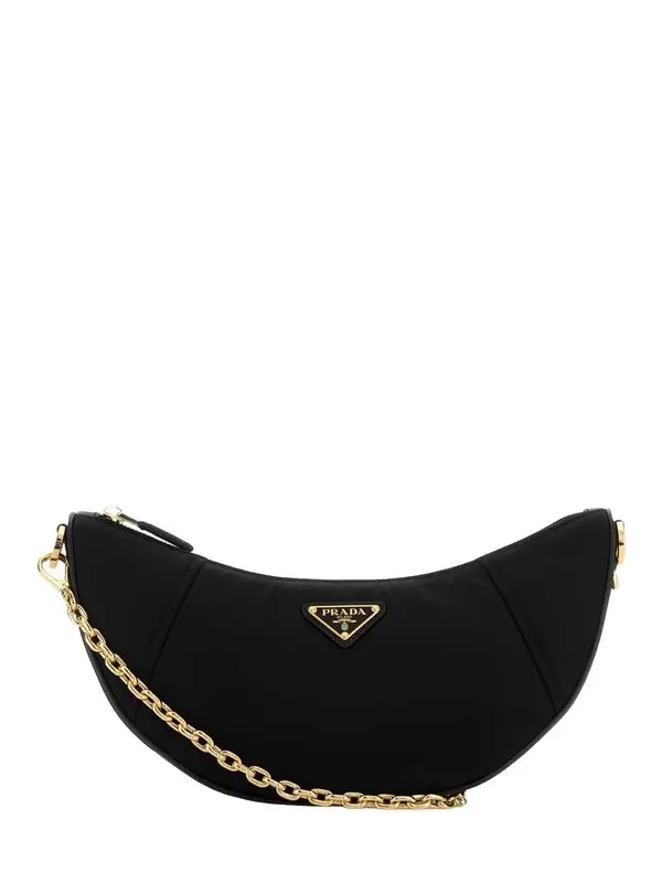 Prada Half-moon Recycled Nylon Shoulder Bag - Black