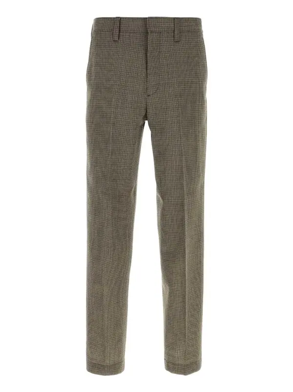 Prada Embroidered Wool Tailored Pants - Checked