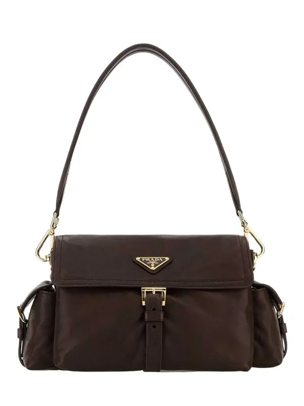 Prada Nappa Leather Shoulder Handbag - Brown