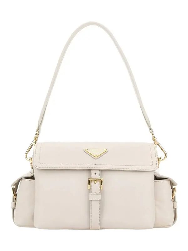 Prada Nappa Leather Shoulder Handbag - White