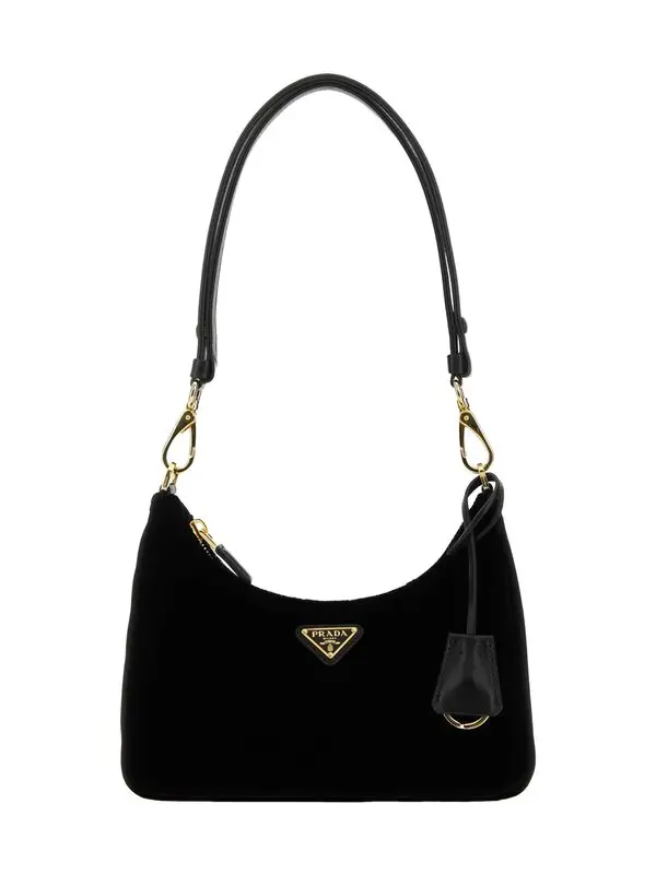 Prada Re-edition Mini Velvet Shoulder Handbag - Black