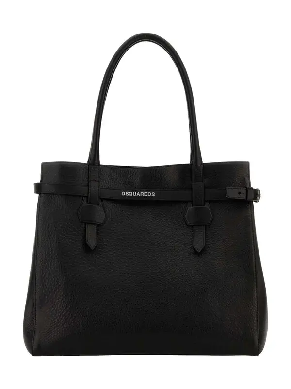 Dsquared2 Twin Shopping Handbag In Leather - Black