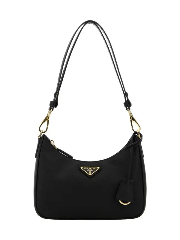 Prada Mini Re-edition Leather Shoulder Handbag - Black