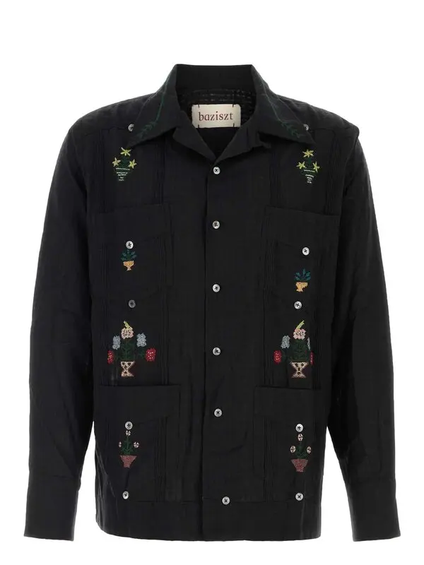 BAZISZT Cotton Byrsa Shirt - Black