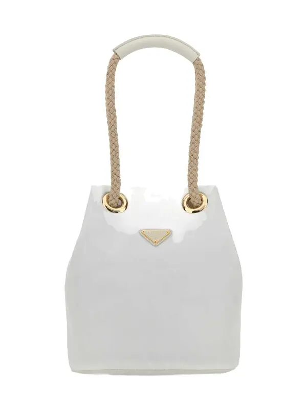 Prada Mariner Re-nylon Mini Bucket Bag With Calf Leather Details - White