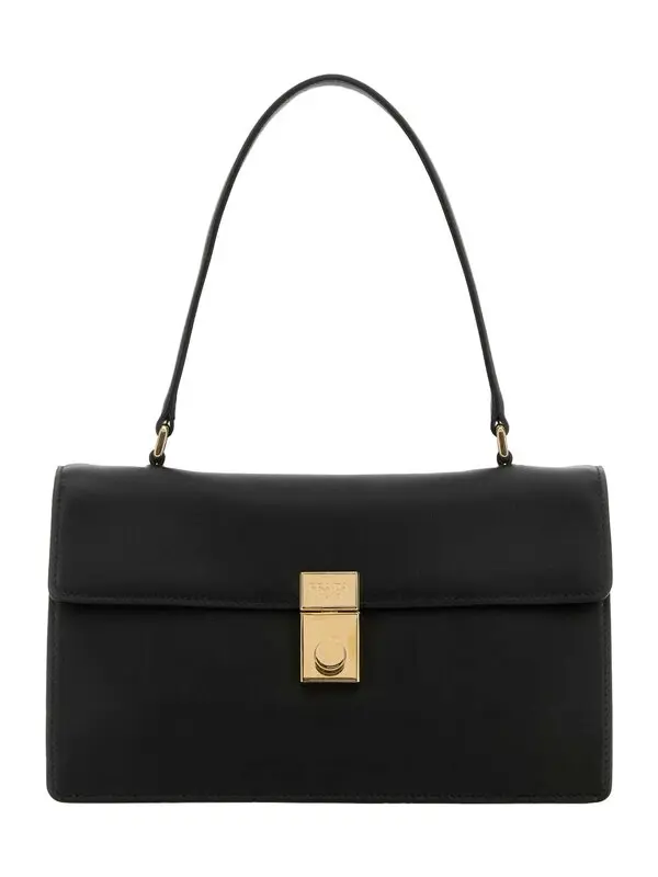 Prada Leather Handbag With Golden Hardware - Black