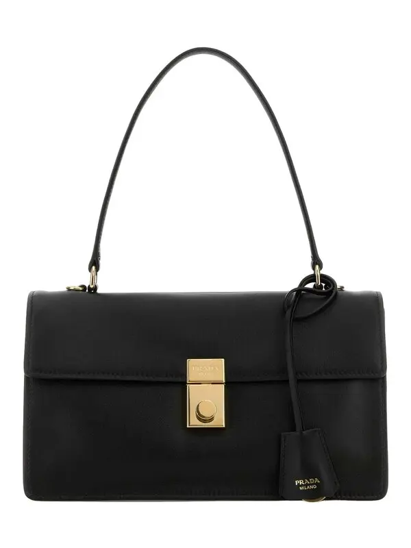 Prada Leather Mini Handbag With Gold Tone Hardware - Black