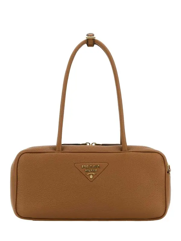 Prada Leather Shoulder Handbag - Camel