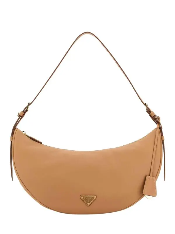 Prada Leather Demi-lune Crossbody Handbag - Orange