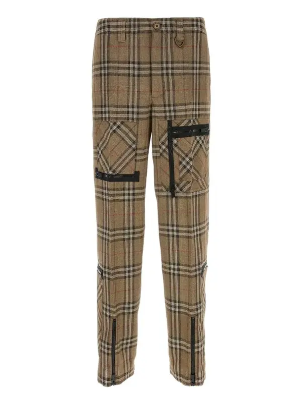 Burberry Embroidered Checkered Cargo Pants - Checked