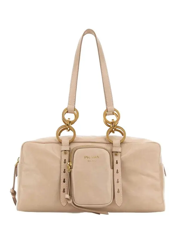 Prada Leather Handbag With Golden Hardware - Pink