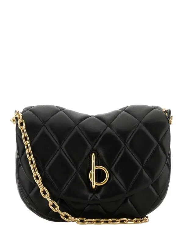 Burberry Rocking Horse Leather Shoulder Handbag - Black